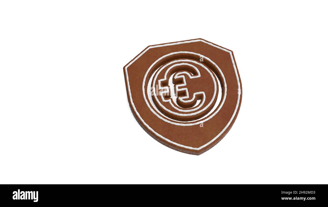 3d rendering of gingerbread cookie in shape of symbol of shield with ...