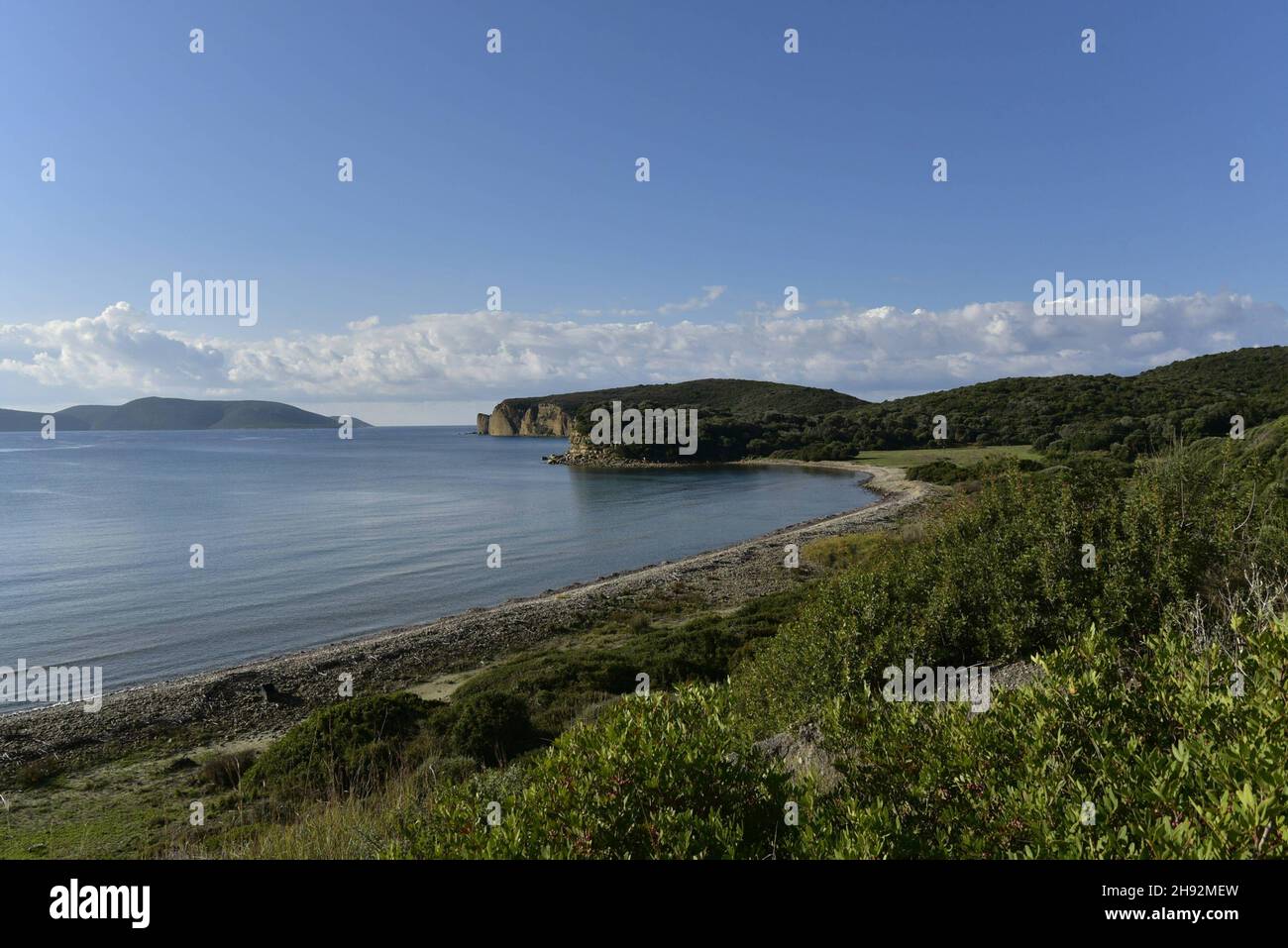 Natural landscape with panoramic view of Foinikounta a seaside village ...