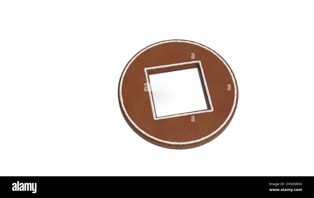 3d Rendering Of Gingerbread Cookie In Shape Of Symbol Of Stop Sign In Circle Isolated On White