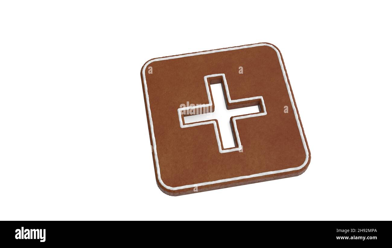 3d Rendering Of Gingerbread Cookie In Shape Of Symbol Of Rounded Square