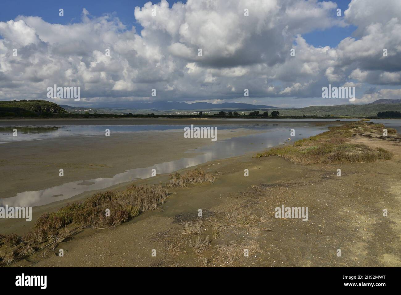 Natural landscape with panoramic view of Gialova Lagoon a protected ...