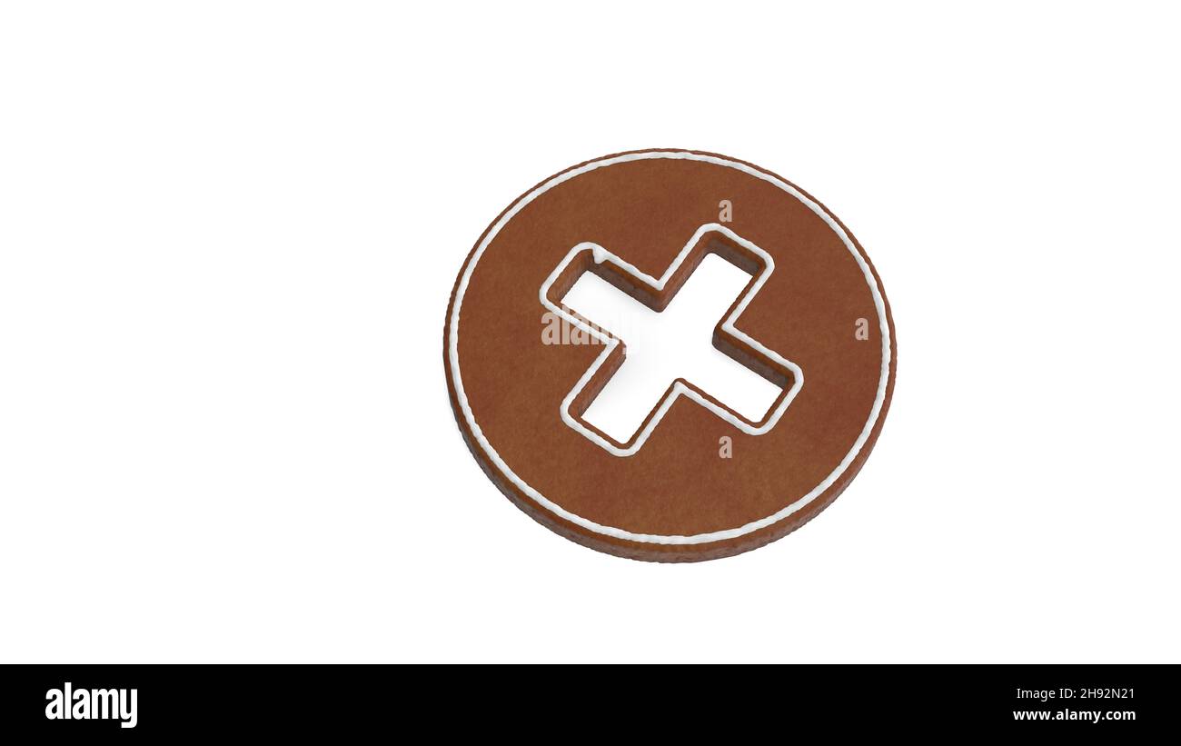 3d rendering of gingerbread cookie in shape of symbol of times sign in ...