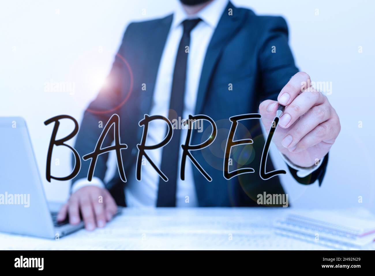 Conceptual caption Barrel. Business concept cylindrical container ...