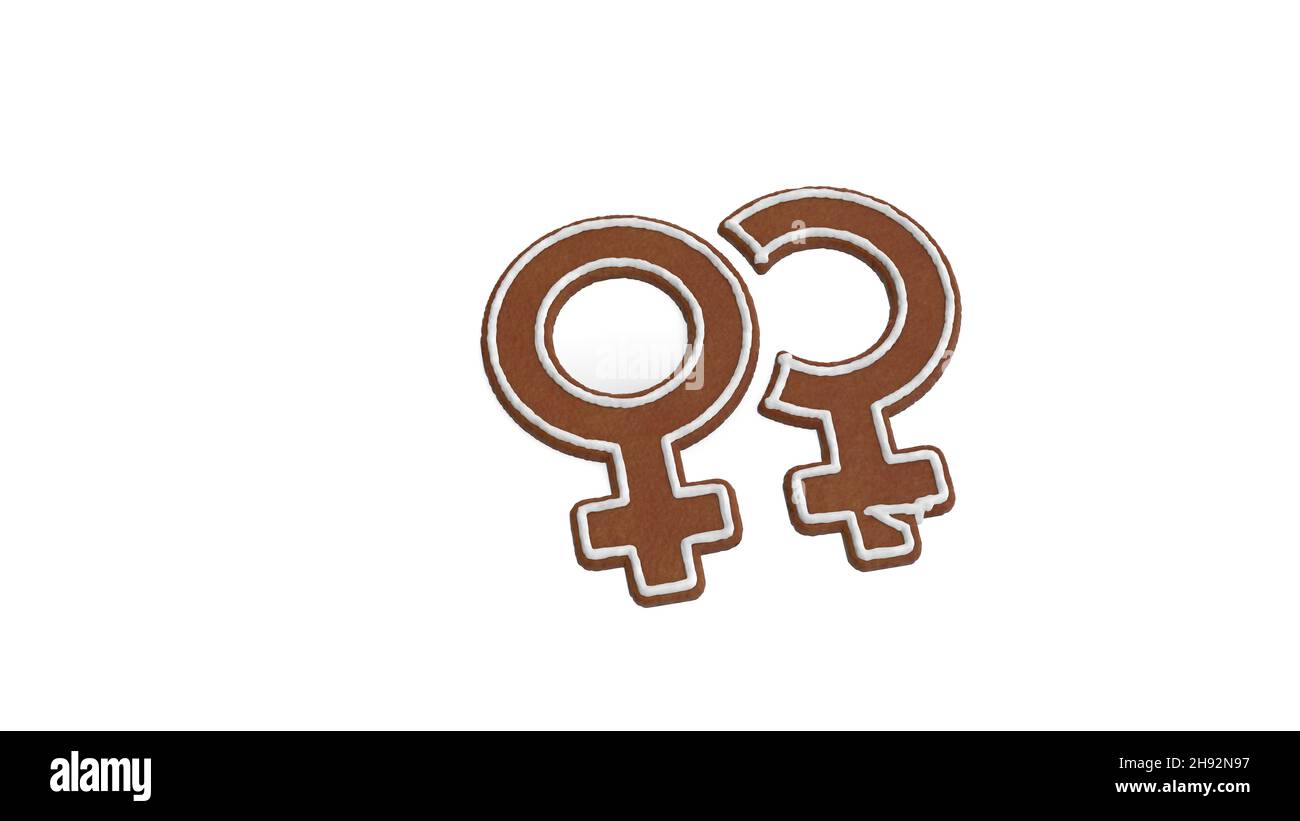 3d rendering of gingerbread cookie in shape of symbol of two Venus ...