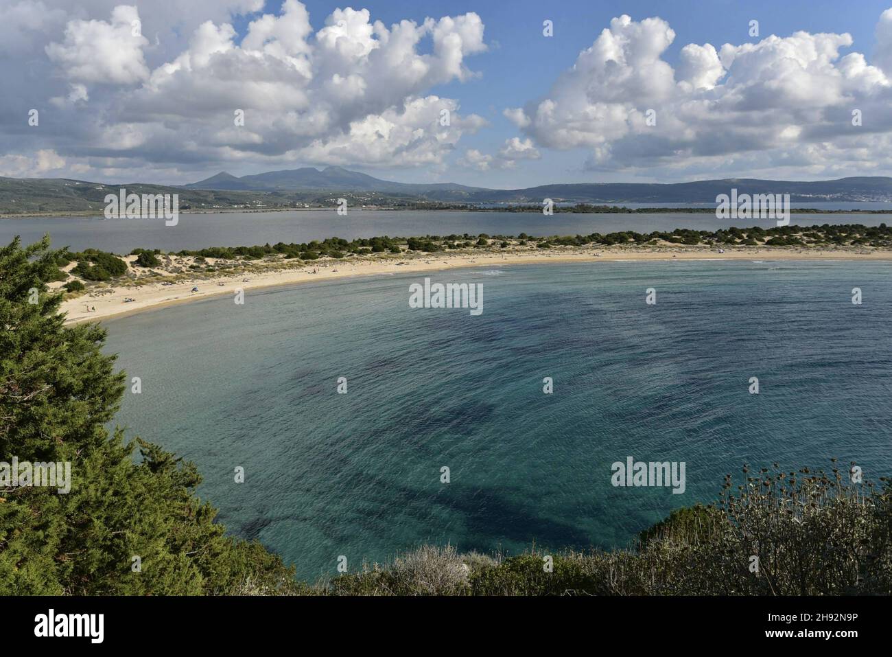 Natural landscape with panoramic view of Voidokilia Beach a popular ...