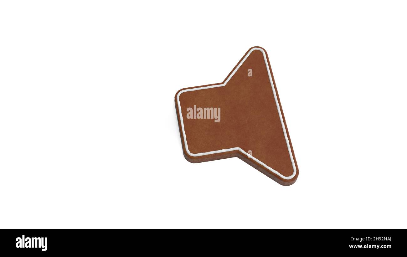 3d Rendering Of Gingerbread Cookie In Shape Of Symbol Of Speaker Off Isolated On White