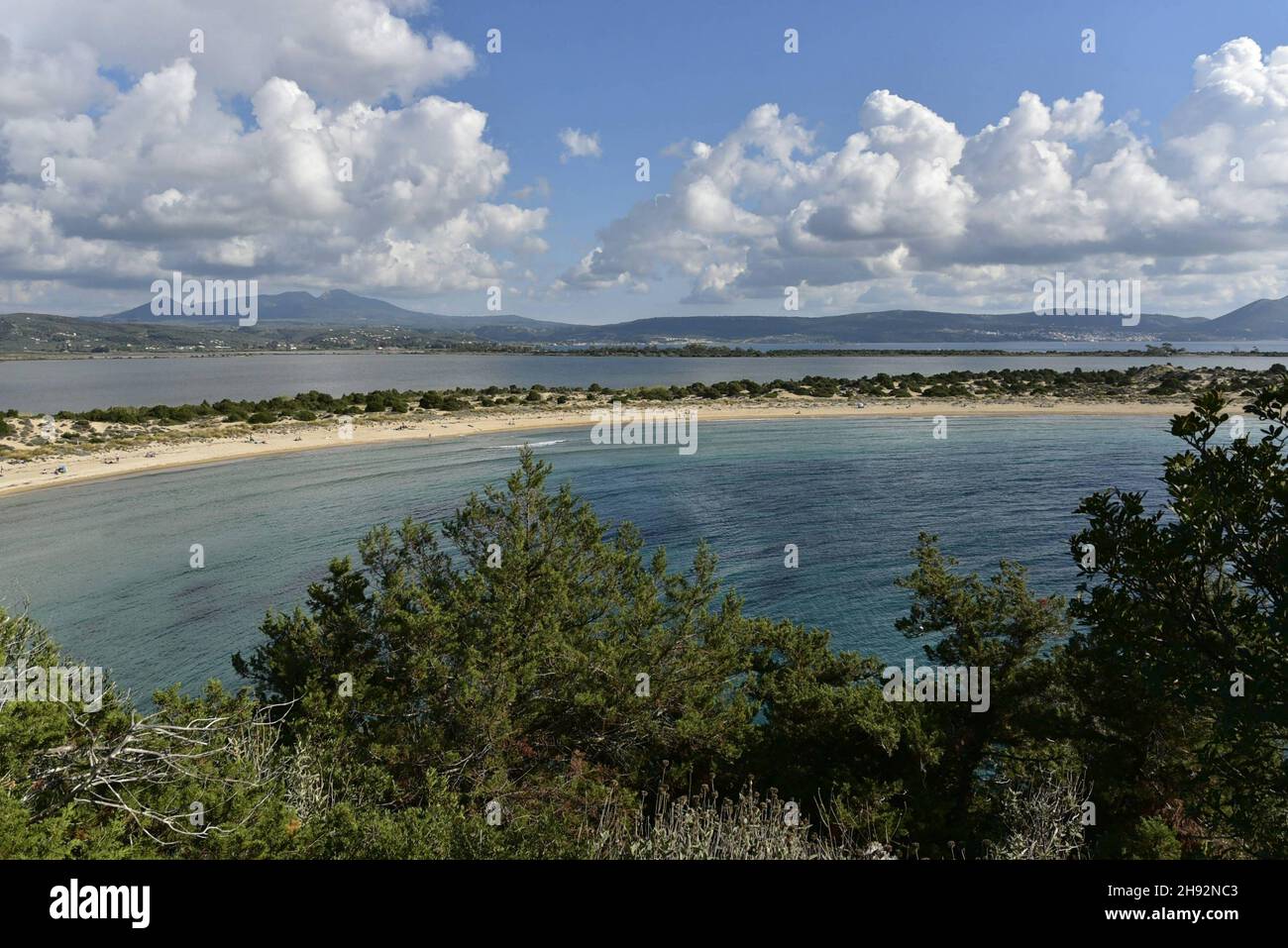 Natural landscape with panoramic view of Voidokilia Beach a popular ...