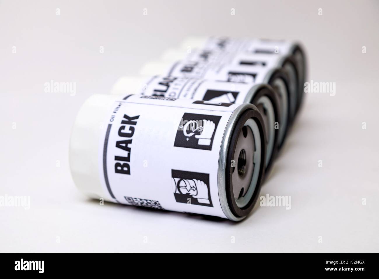 Iron oil filters for the compressor on a white background. Close-up ...