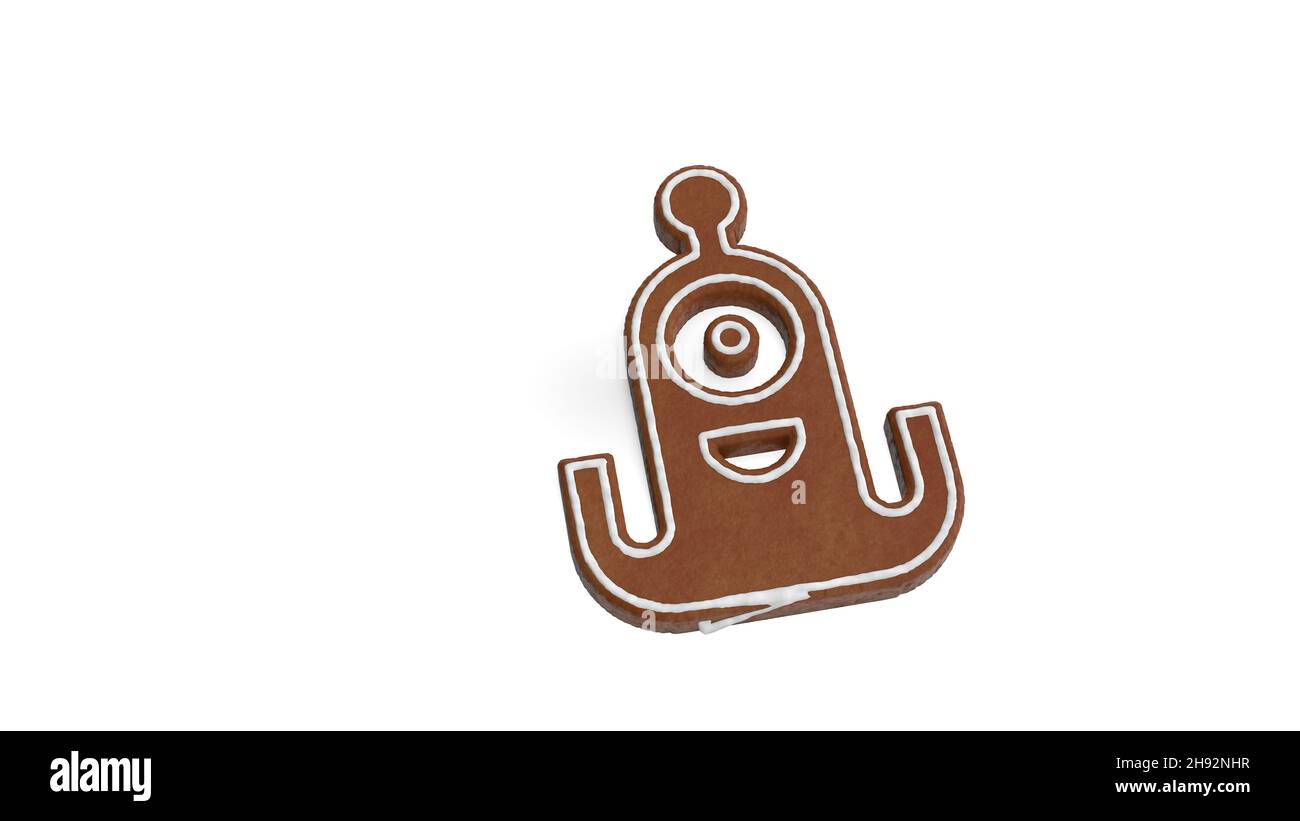 3d rendering of gingerbread cookie in shape of symbol of alien with ...