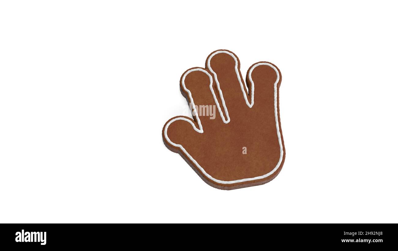 3d rendering of gingerbread cookie in shape of symbol of alien hand ...