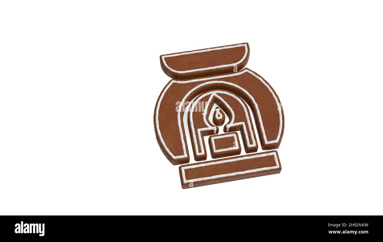 3d Rendering Of Gingerbread Cookie In Shape Of Symbol Of Aromatherapy With Lighted Candle