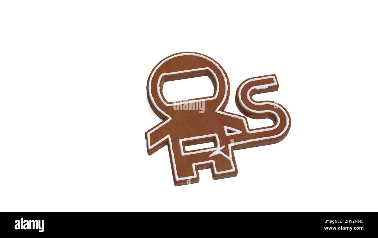 3d Rendering Of Gingerbread Cookie In Shape Of Symbol Of Astronaut Tiny Person In Spacesuit