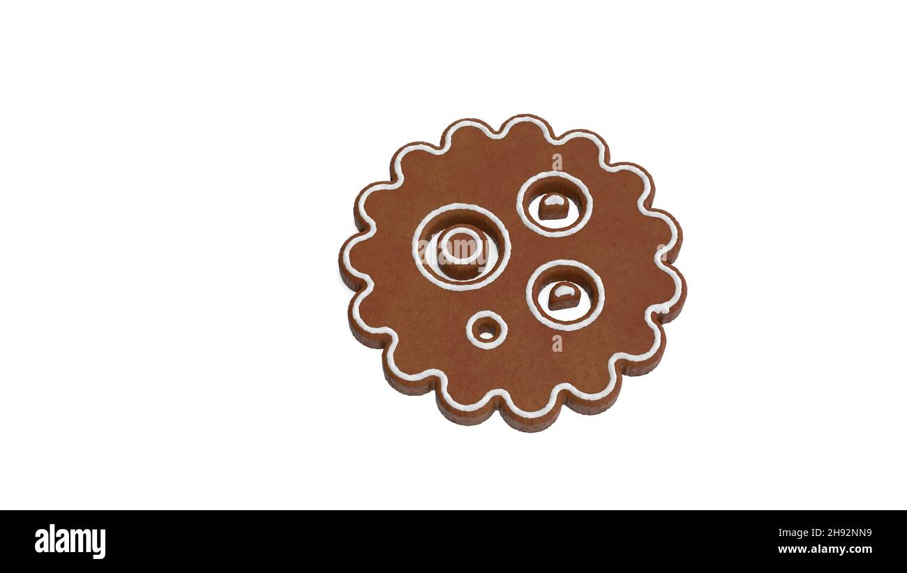 3d Rendering Of Gingerbread Cookie In Shape Of Symbol Of Bacterium