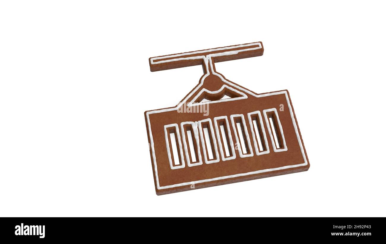 3d rendering of gingerbread cookie in shape of symbol of container for ...