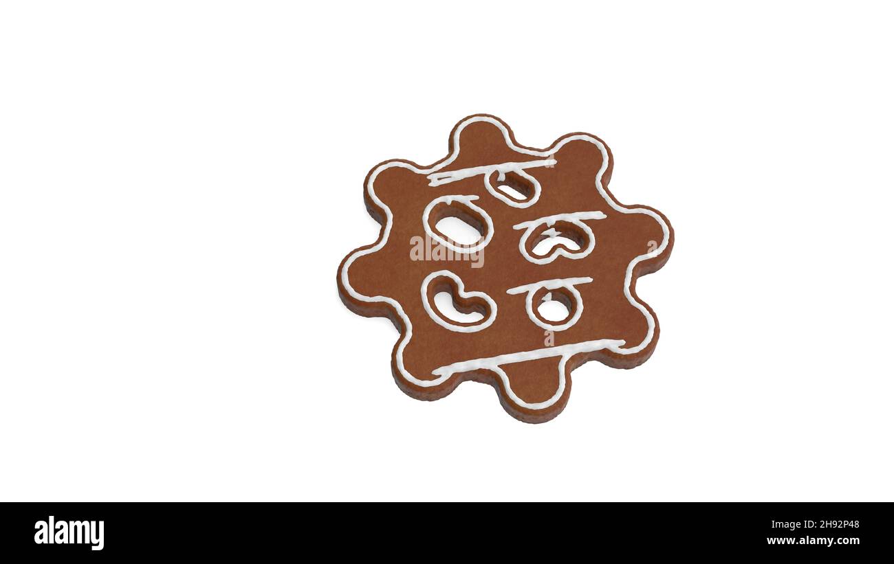 3d rendering of gingerbread cookie in shape of symbol of corona under ...