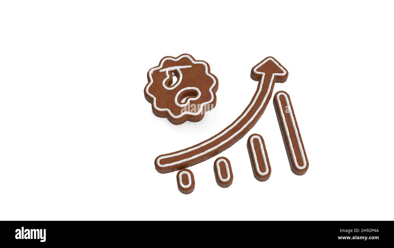 3d rendering of gingerbread cookie in shape of symbol of corona graph ...