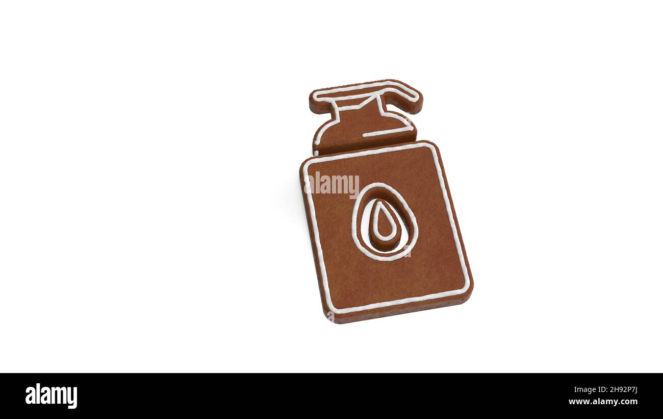 3d Rendering Of Gingerbread Cookie In Shape Of Symbol Of Cream For Hands Or Body Isolated On