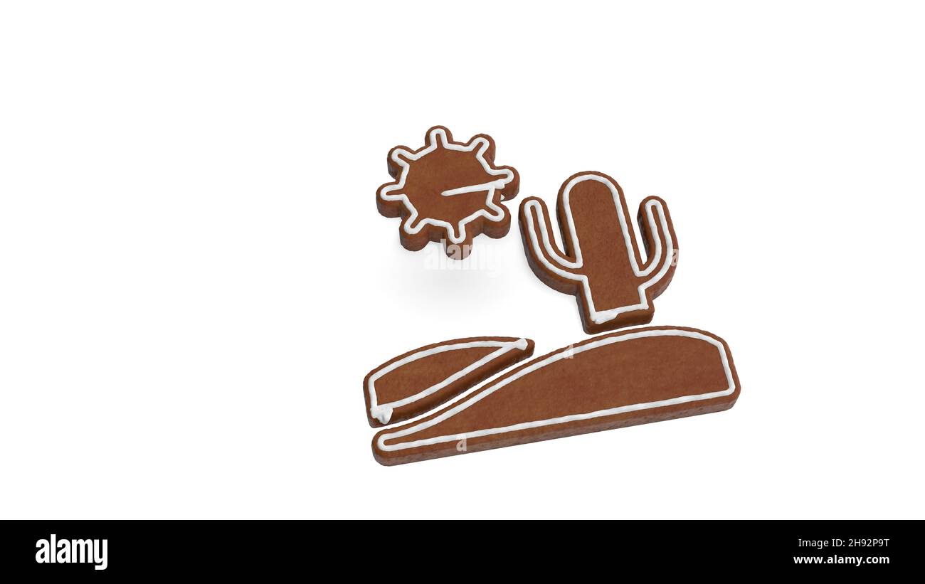 3d Rendering Of Gingerbread Cookie In Shape Of Symbol Of Desert With