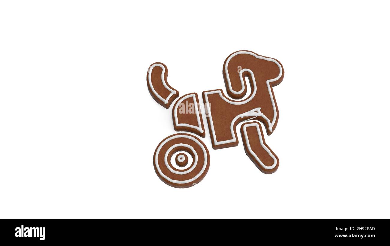 3d rendering of gingerbread cookie in shape of symbol of dog isolated ...