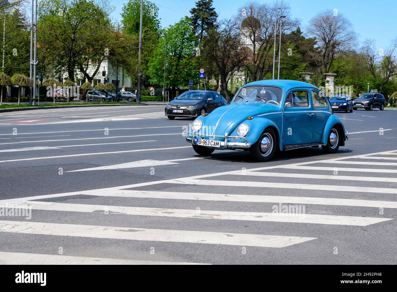 Bucharest, Romania, 24 April 2021 Old retro vivid blue turquoise ...