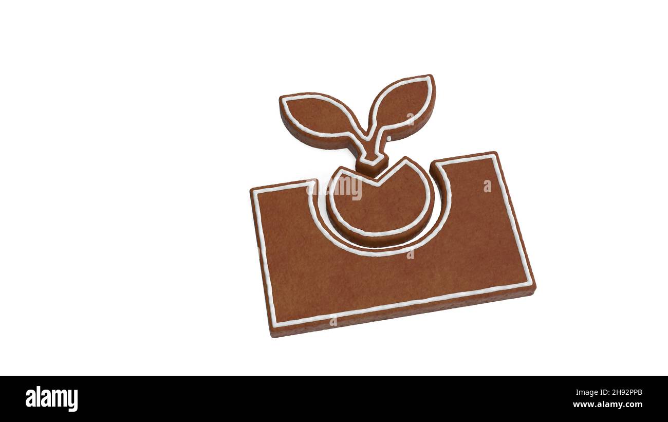 3d Rendering Of Gingerbread Cookie In Shape Of Symbol Of Germination