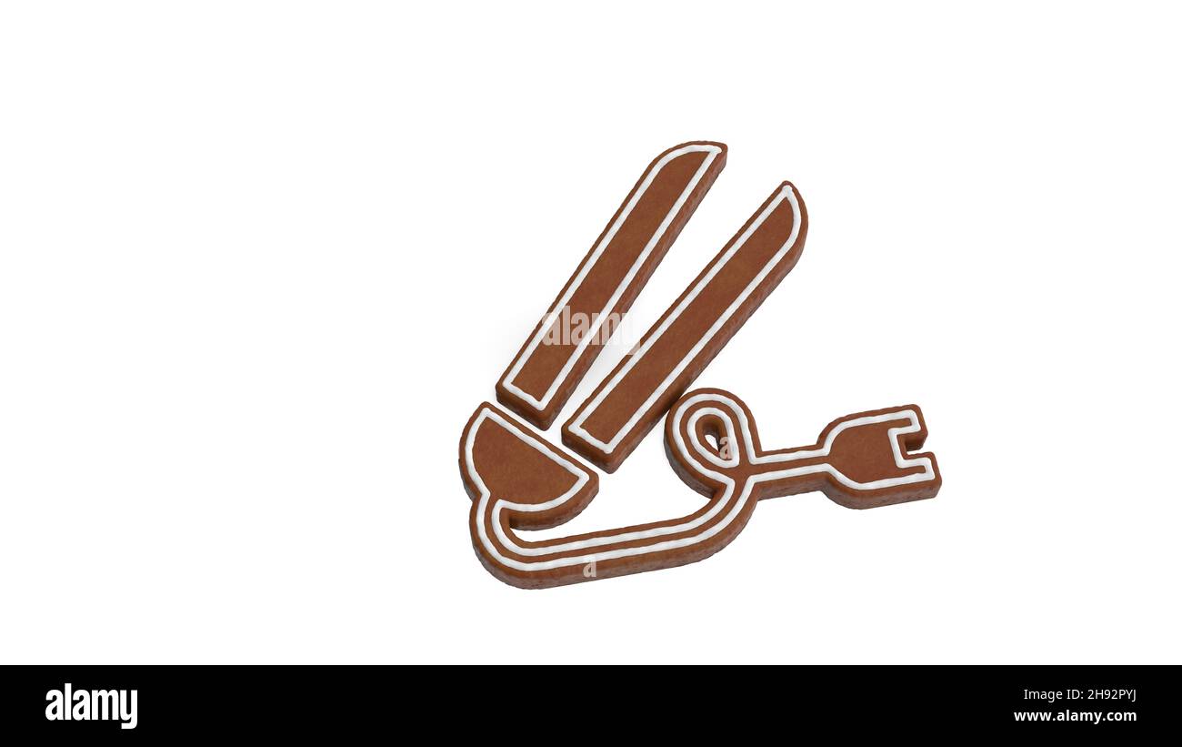 3d rendering of gingerbread cookie in shape of symbol of hair ...