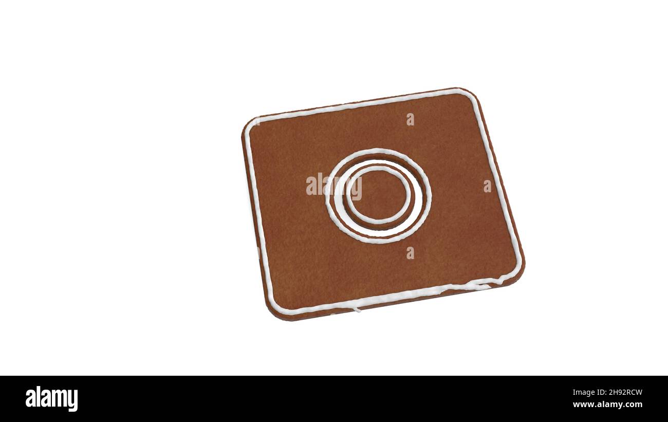 3d Rendering Of Gingerbread Cookie In Shape Of Symbol Of Japan Flag Isolated On White Background