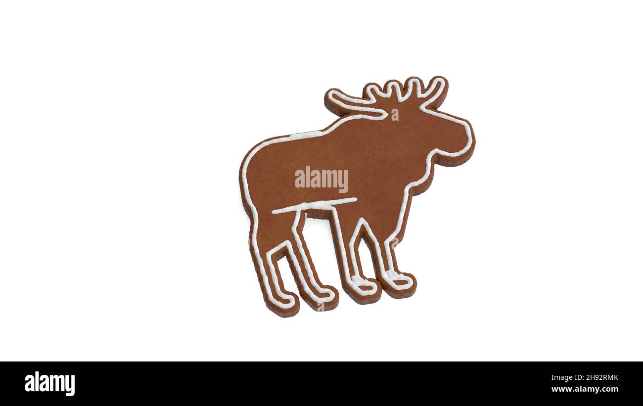 3d rendering of gingerbread cookie in shape of symbol of moose wild ...