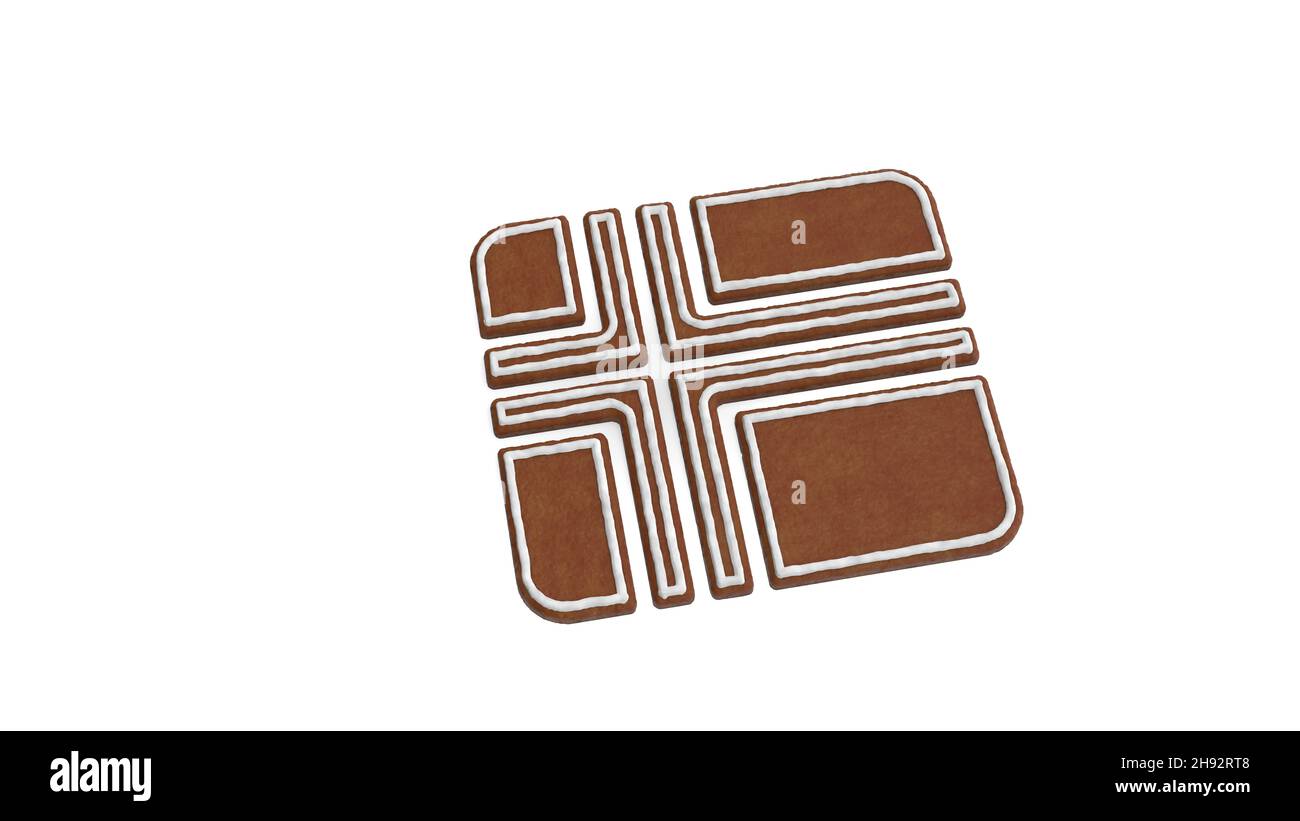 3d Rendering Of Gingerbread Cookie In Shape Of Symbol Of Norway Flag