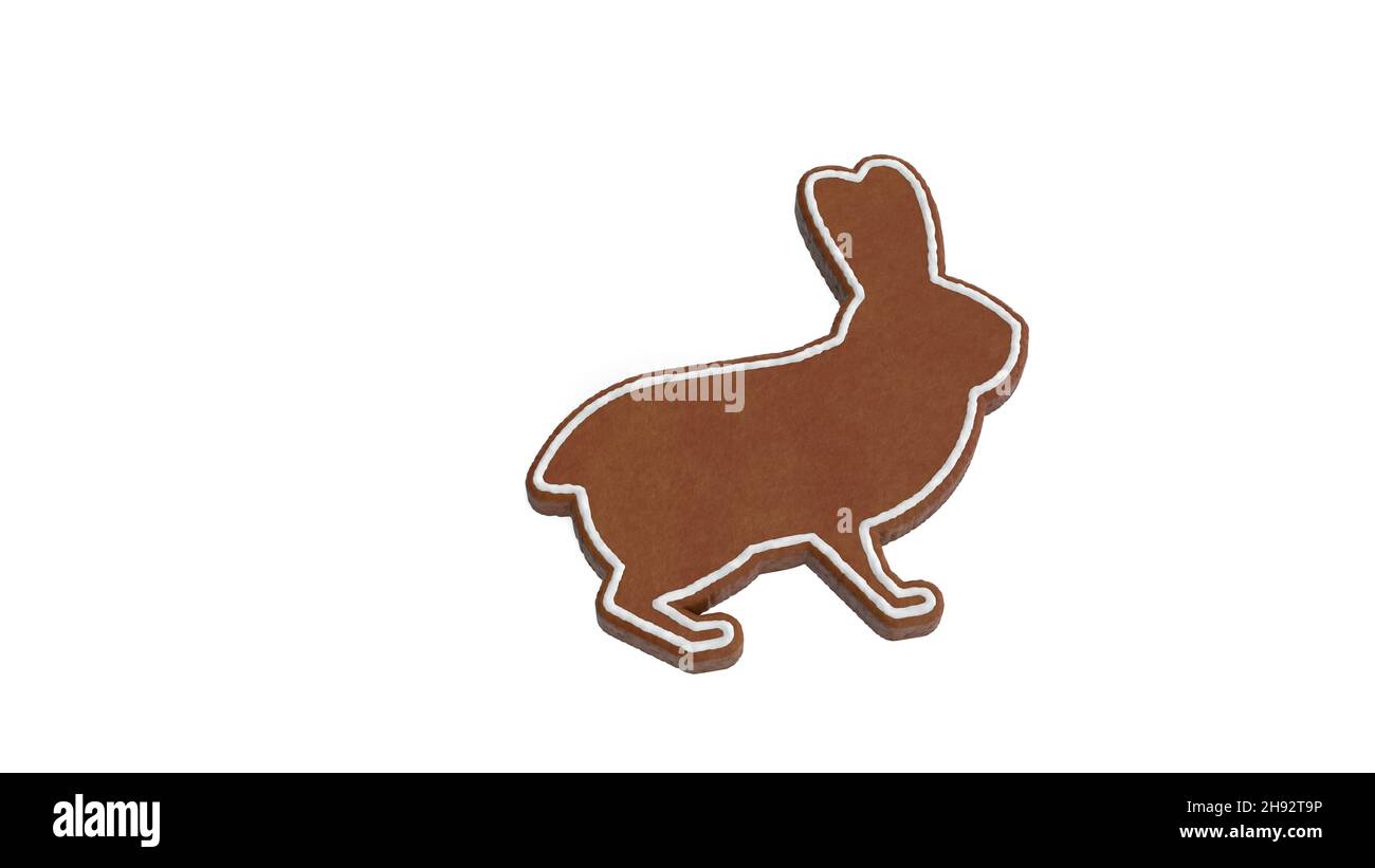3d rendering of gingerbread cookie in shape of symbol of rabbit from ...