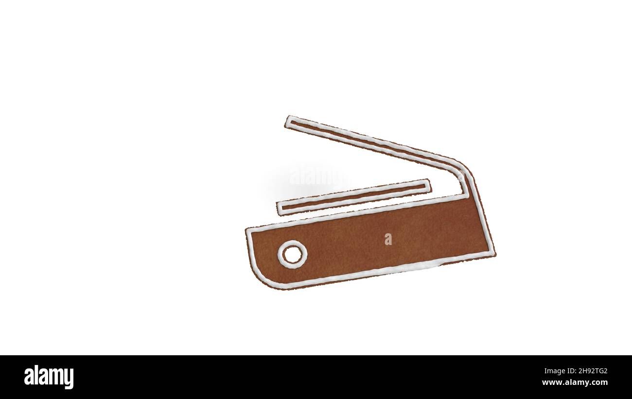 3d Rendering Of Gingerbread Cookie In Shape Of Symbol Of Open Printer Scanner Isolated On White