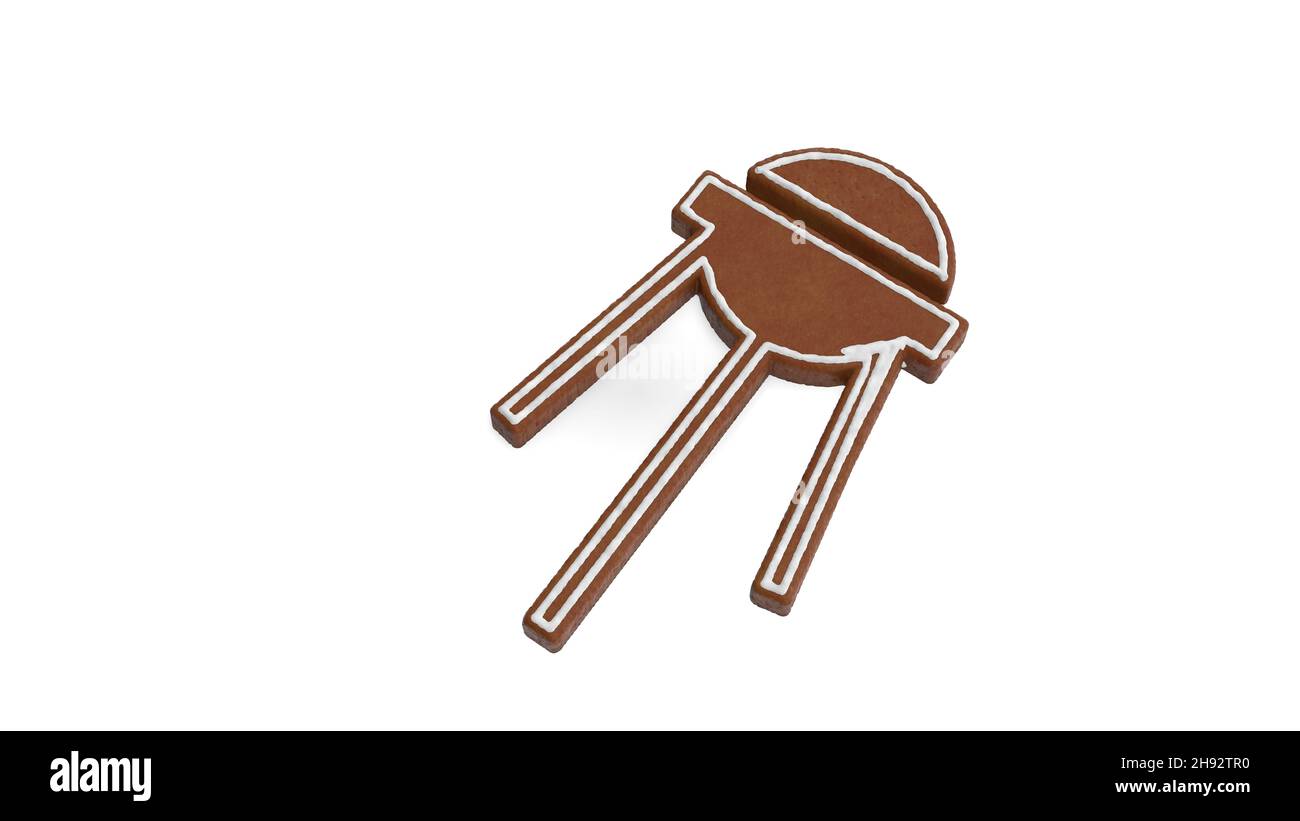 3d rendering of gingerbread cookie in shape of symbol of sputnik space ...