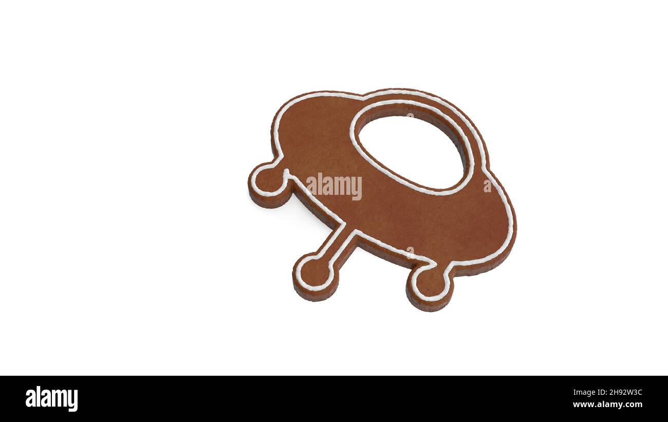 3d rendering of gingerbread cookie in shape of symbol of UFO ship ...