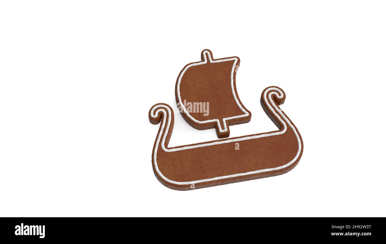 3d rendering of gingerbread cookie in shape of symbol of old Viking ...