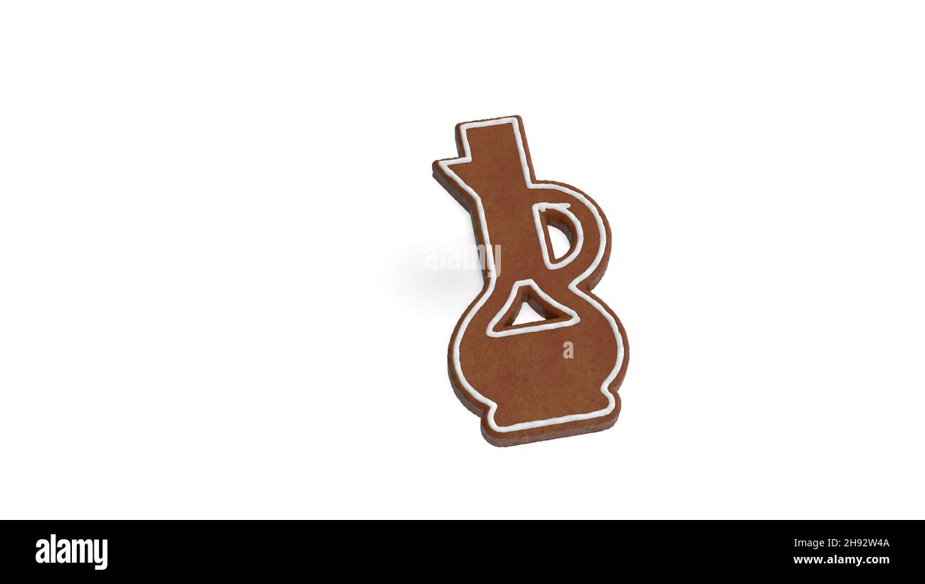3d Rendering Of Gingerbread Cookie In Shape Of Symbol Of Vinegar Glass