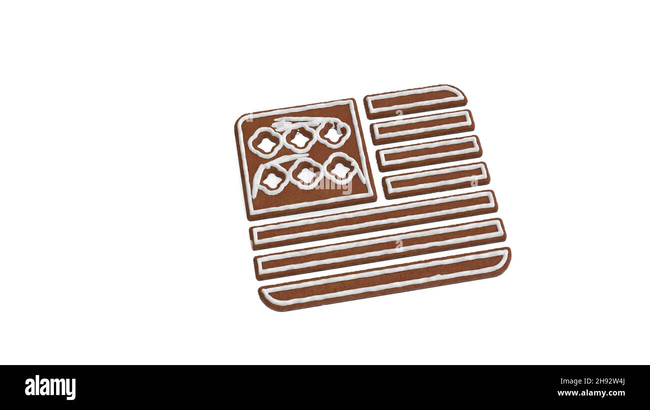 3d Rendering Of Gingerbread Cookie In Shape Of Symbol Of Usa Flag