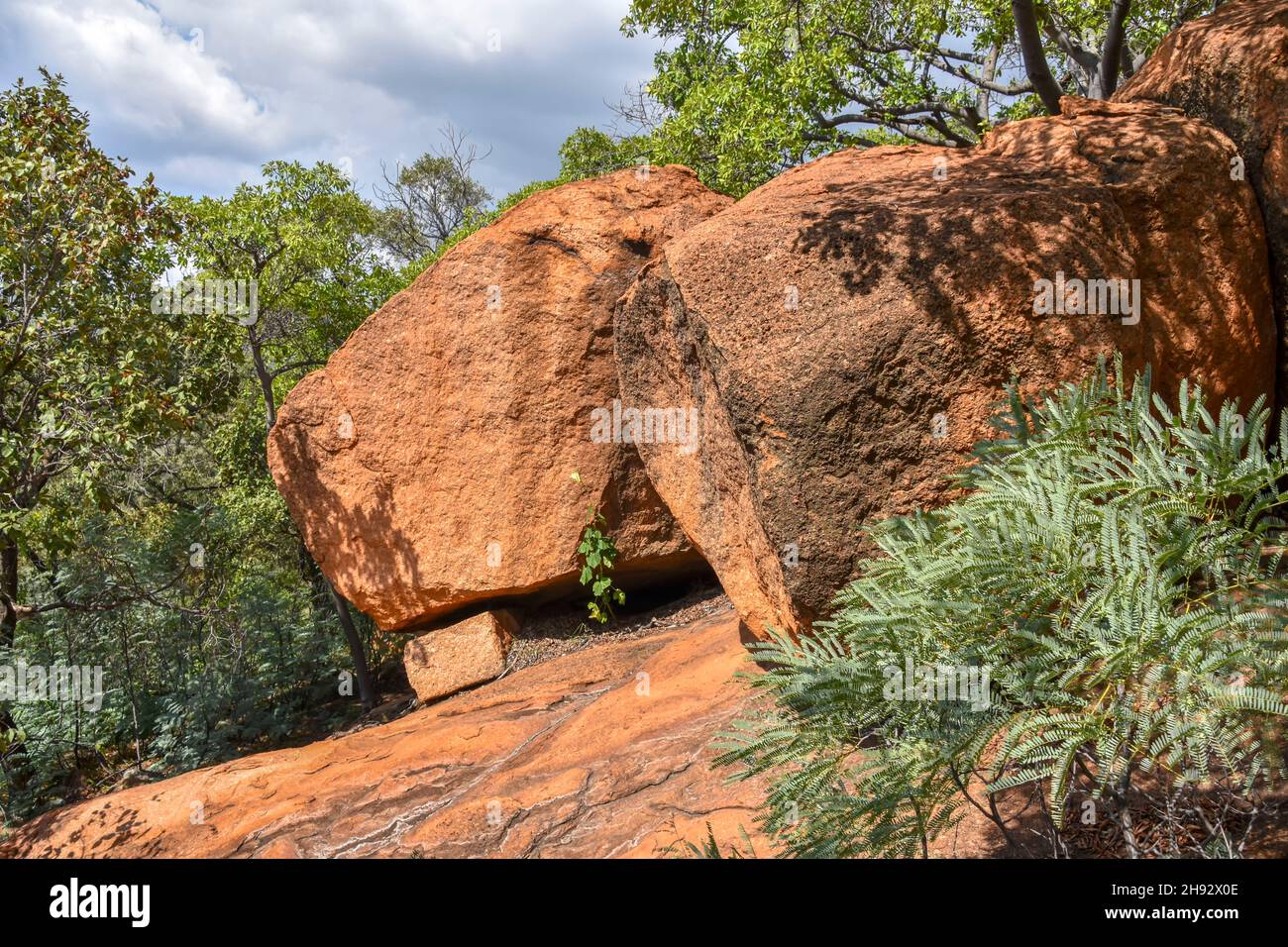 Boulders on a rock formation near the Wilge River in the vicinity of ...