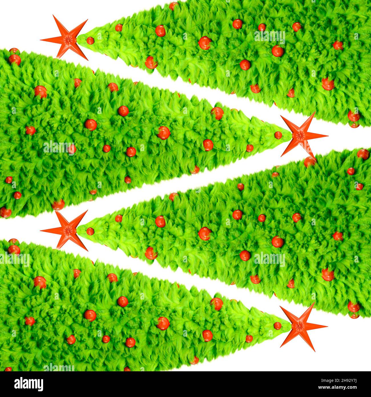 A pattern of Christmas trees made of fur in the shape of a zigzag ...