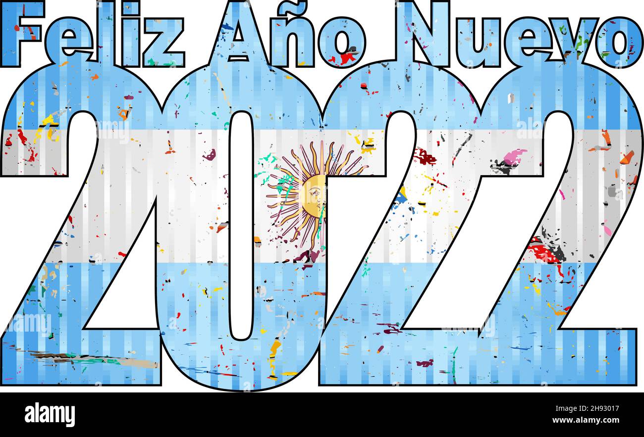 Happy New Year 2022 with Argentina flag inside - Illustration, 2022 ...