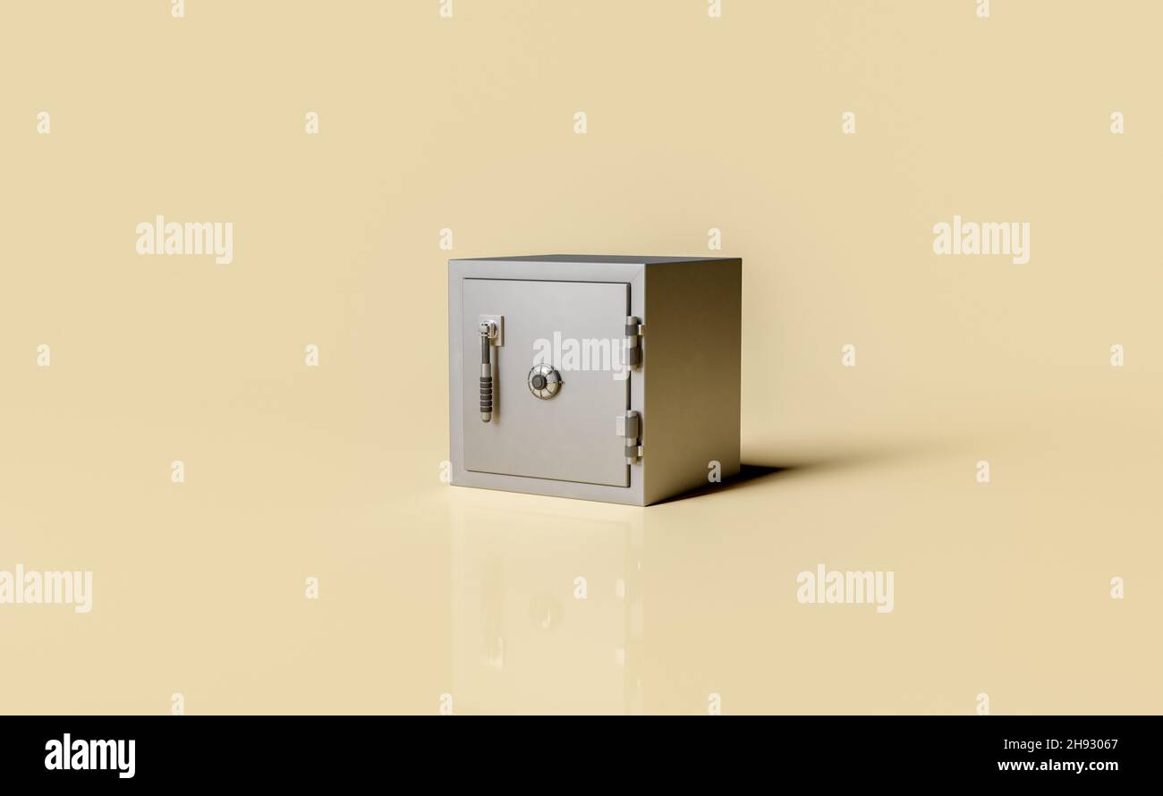 safe isolated on yellow background. security, savings and banking ...