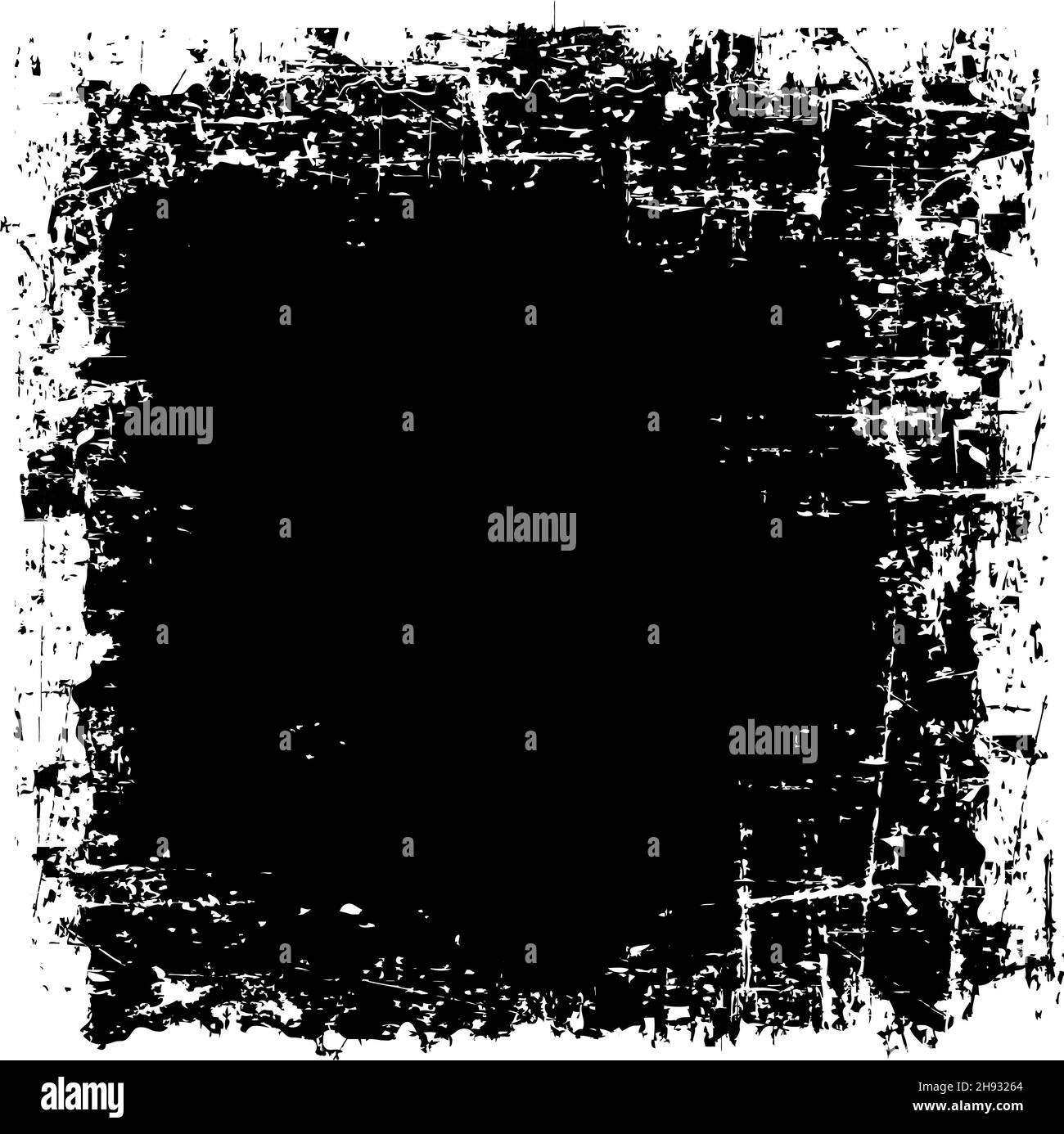 Black grunge frame. Distress texture of spots, stains, ink, dots ...