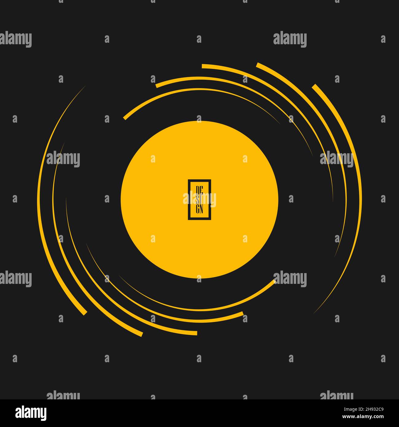Yellow curved speed lines in spiral form. Geometric art. Trendy design ...