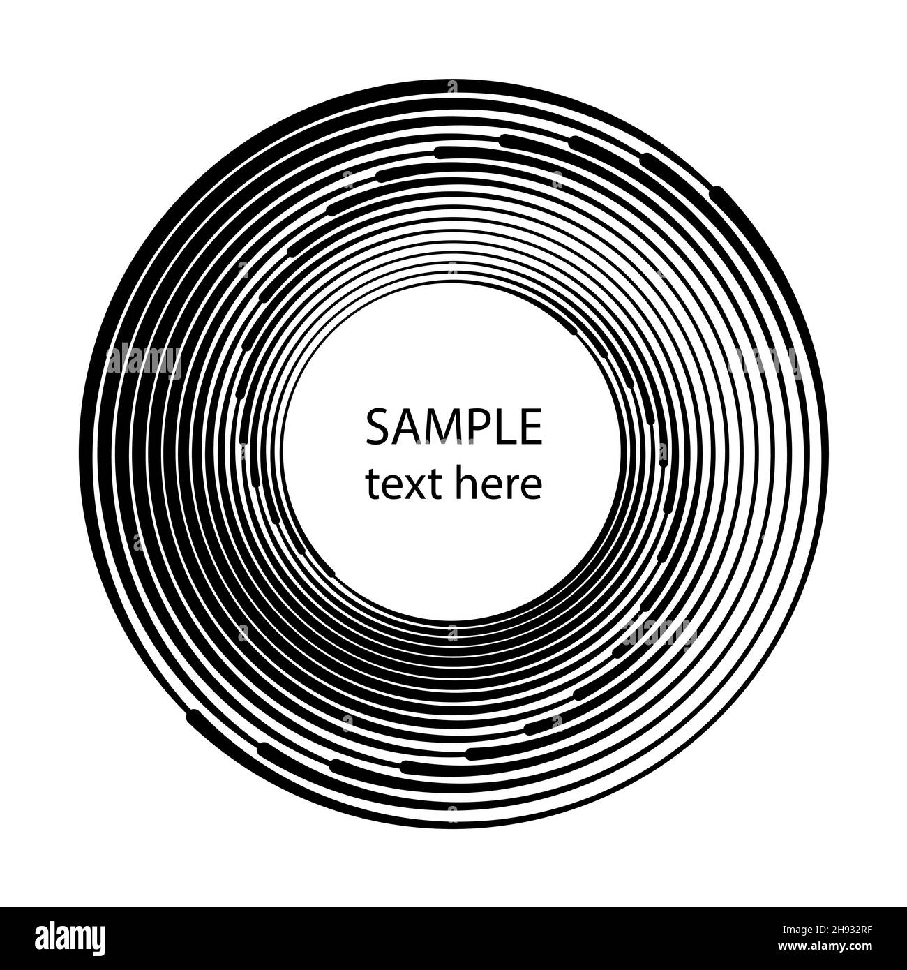 Black concentric lines in spiral form. Segmented circle. Trendy design ...