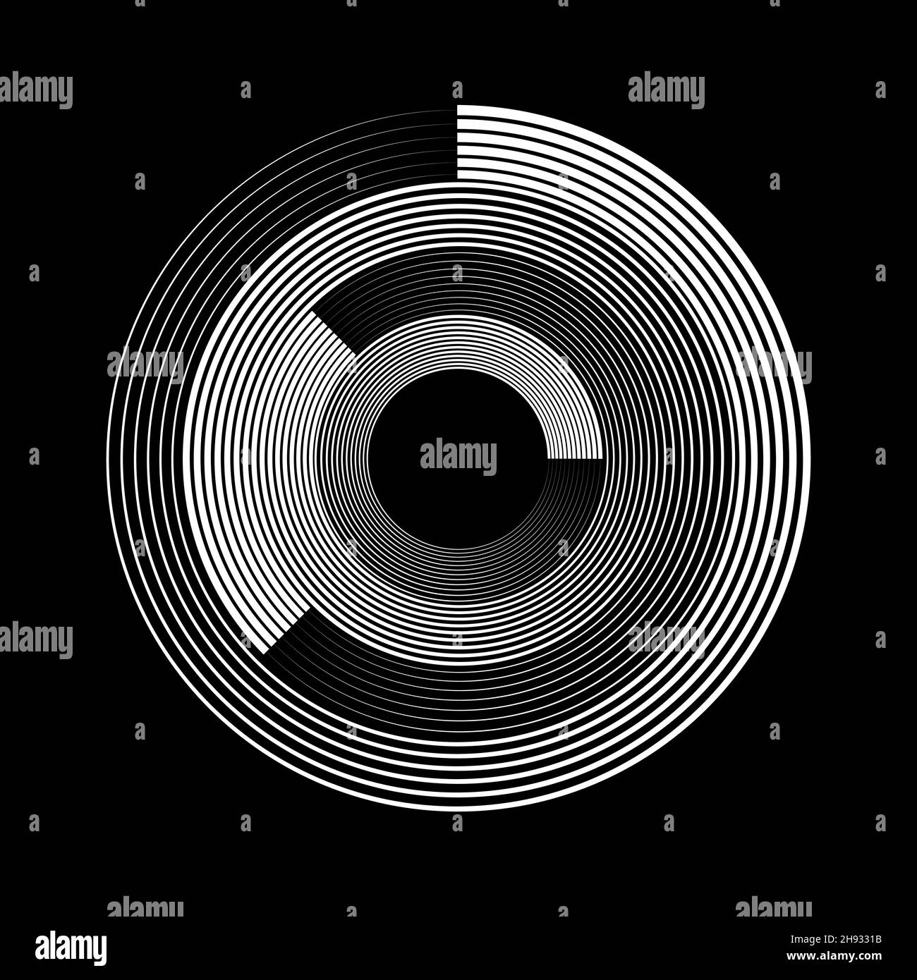 White concentric abstract lines in round form. Trendy design element ...