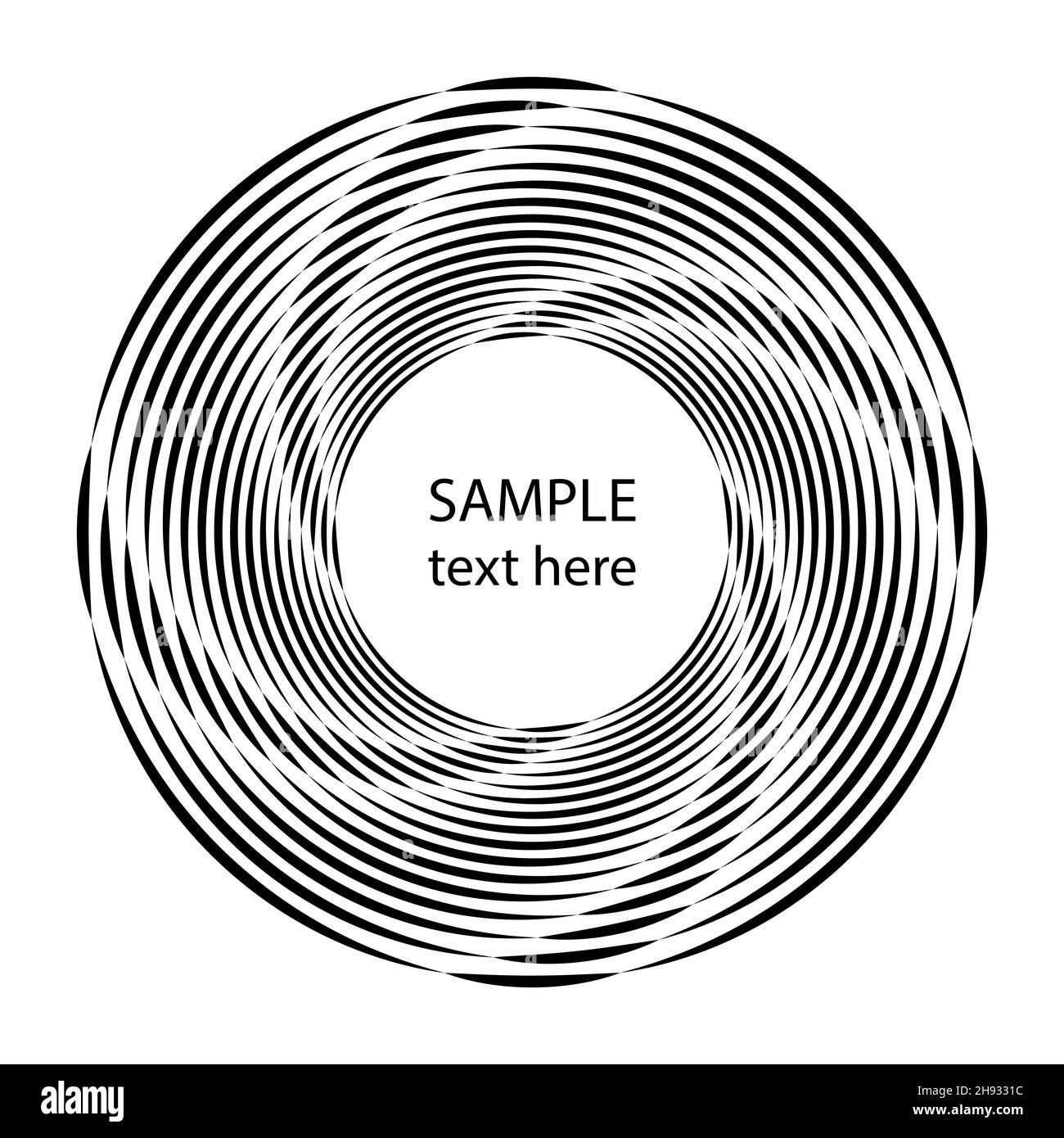 Black concentric abstract lines in spiral form. Segmented circle ...
