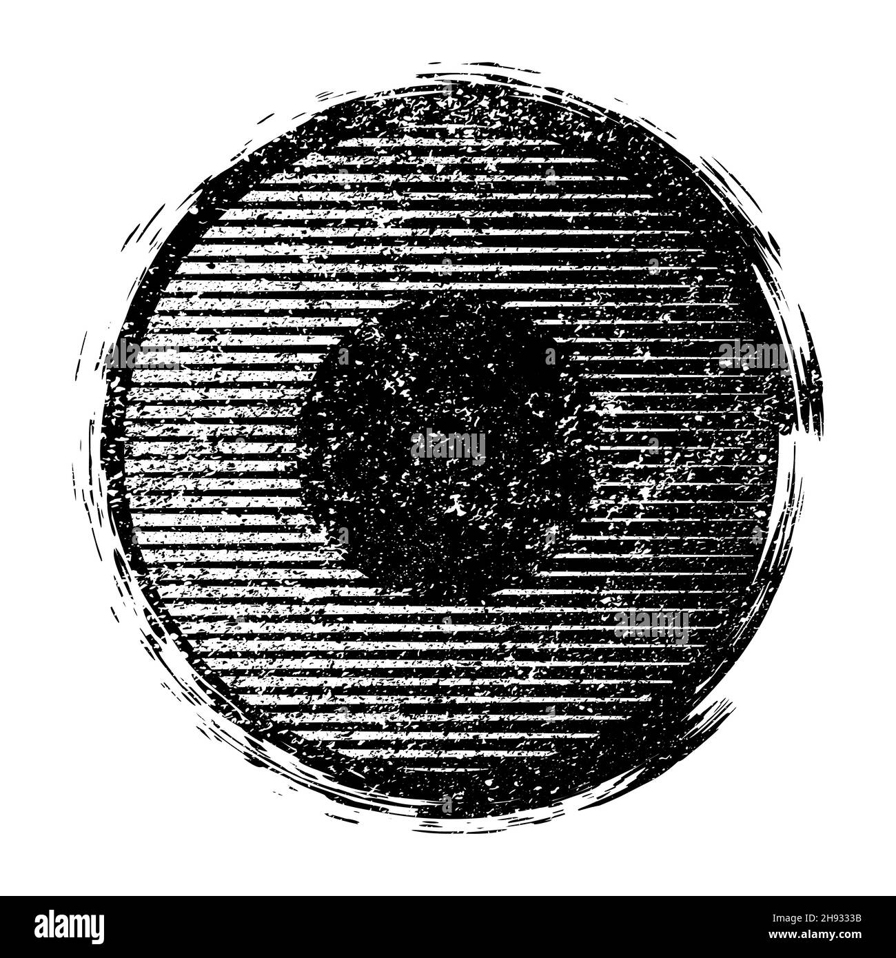 Abstract grunge triangles stripes in round form. Stamp with speed lines ...