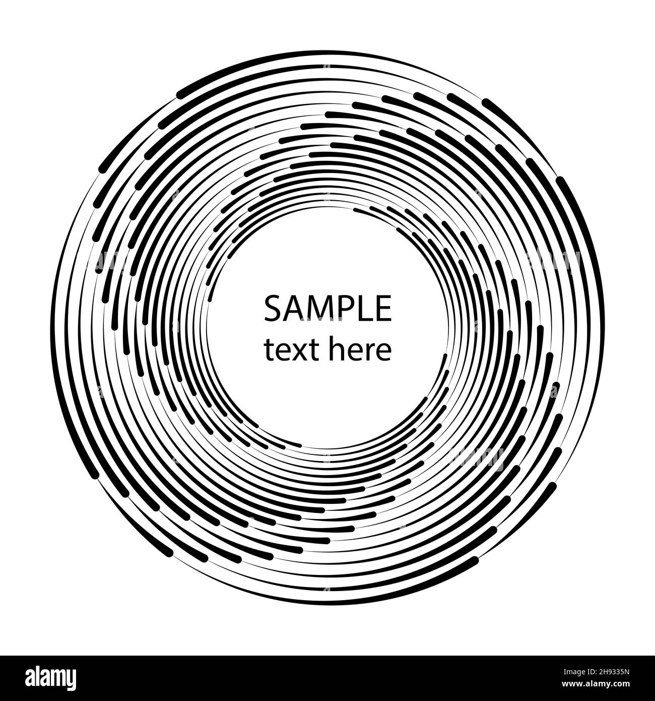 Black concentric speed lines in spiral form. Segmented circle. Trendy ...