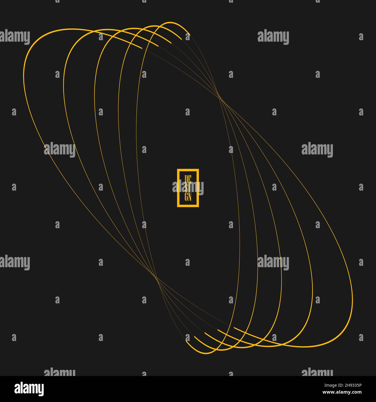 Yellow concentric ellipses in spiral form. Vector illustration. Trendy ...