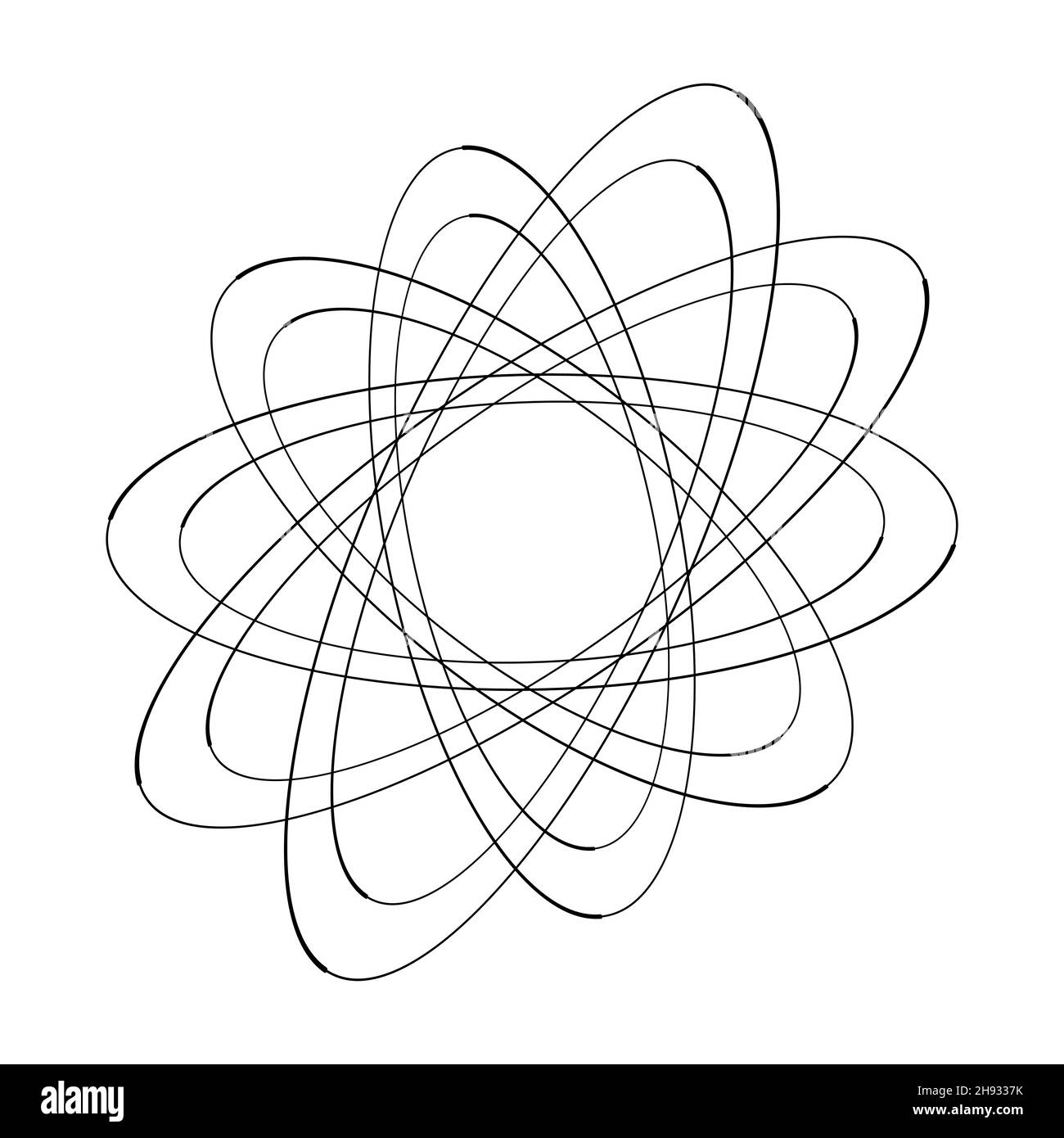 Black rotated ellipses in circle form. Vector illustration. Trendy ...