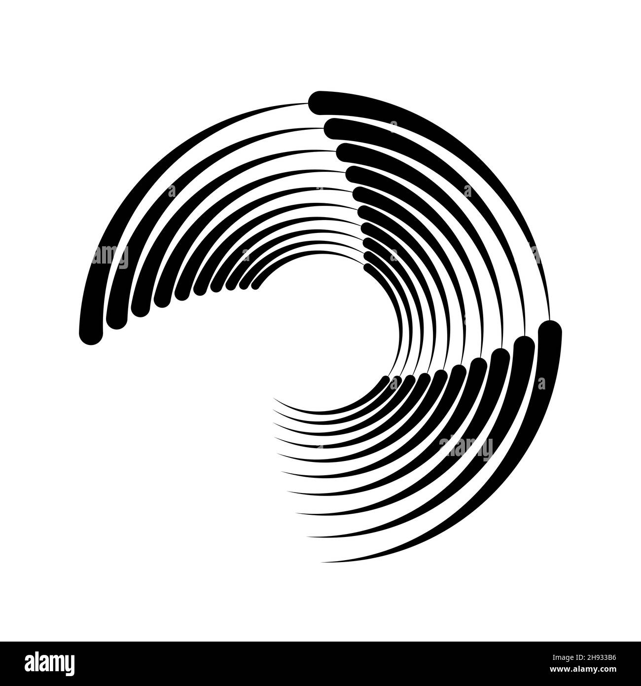 Black concentric stripes in circle form. Trendy design element for ...